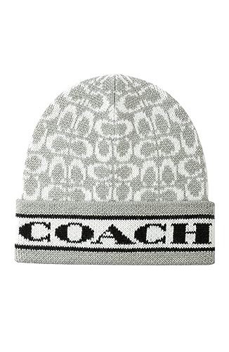 Coach Women's Signature C Logo Beanie, Chalk