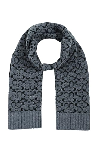 Coach Women's Metallic Signature C Jacquard Scarf, Black, One Size