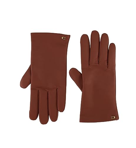 Coach Women's Sculpted C Short Glove, Saddle, 6.5