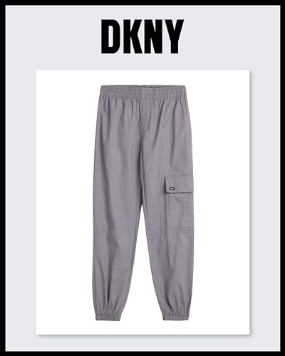 DKNY Boys' Pants Set - 3 Piece Long Sleeve Button Down Plaid Shirt, T-Shirt, Jogger Pants - Clothing Set for Boys (4-12), Size 8, Black