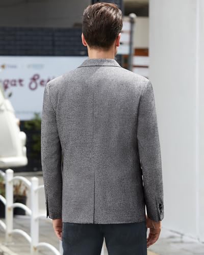 J.VER Men's Casual Sport Coat Classic Fit One Button Blazer Jacket with 5 Real Pockets Light Grey