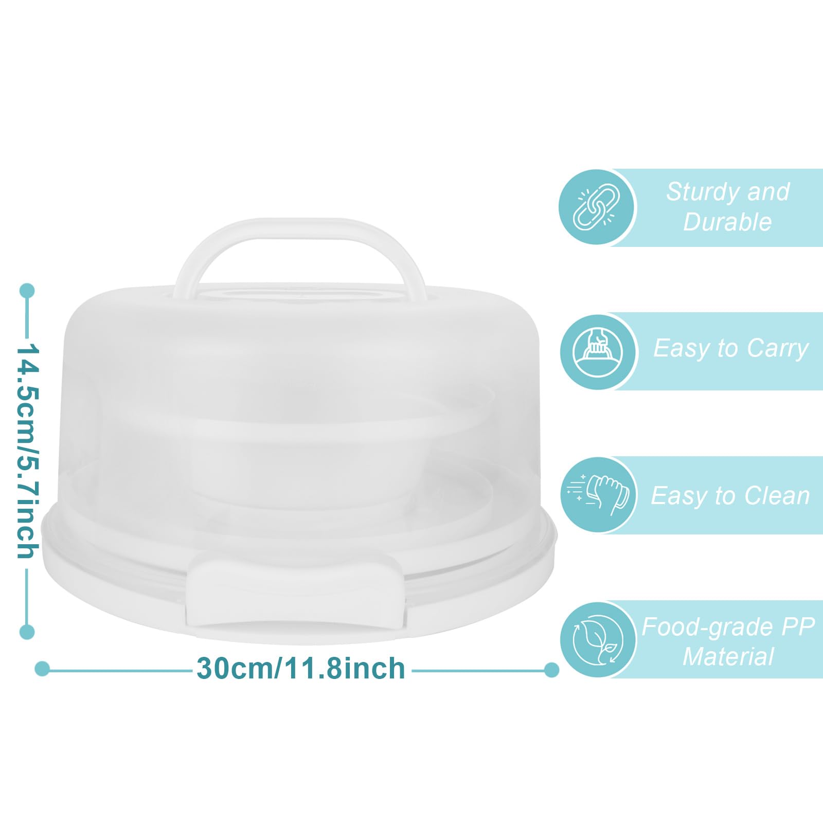 MIVIDE 10 Inch Cake Carrier with Lid, Portable Cake Holders Cake Container, Plastic Round Cake Storage Container Cake Saver with Lid and Handle for Transport