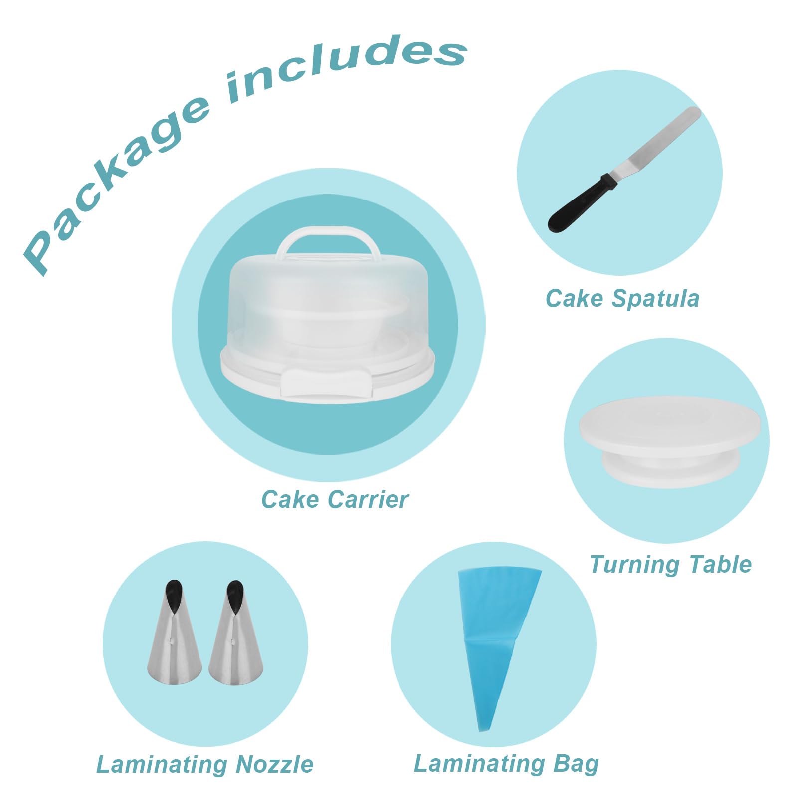 MIVIDE 10 Inch Cake Carrier with Lid, Portable Cake Holders Cake Container, Plastic Round Cake Storage Container Cake Saver with Lid and Handle for Transport