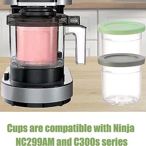 EVANEM 2/4/6PCS Creami Deluxe Pints, for Ninja Pints,16 OZ Creami Pints Reusable,Leaf-Proof Compatible with NC299AMZ,NC300s Series Ice Cream Makers,Pink+Blue-6PCS