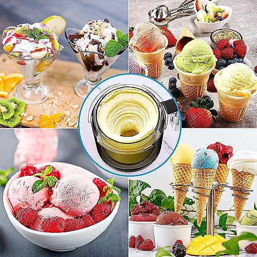 EVANEM 2/4/6PCS Creami Deluxe Pints, for Ninja Pints,16 OZ Creami Pints Reusable,Leaf-Proof Compatible with NC299AMZ,NC300s Series Ice Cream Makers,Pink+Blue-6PCS