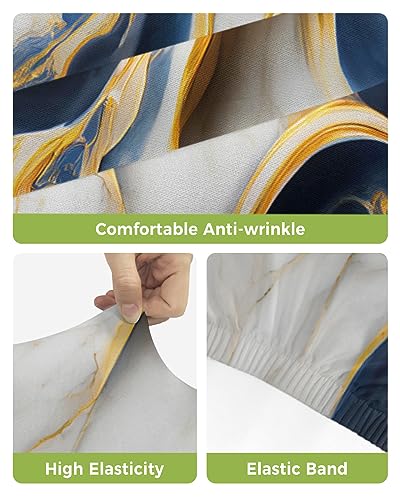 Navy Blue Gold Bar Stool Chair Covers with Backs Set of 4,Stretch Pub Counter Height Chairs Slipcovers Furniture Seat Protector for Kitchen Dining Room Cafe,Marble Modern Art Abstract Gradient Gray