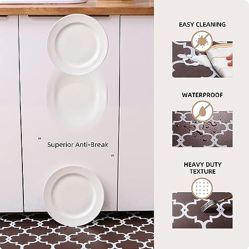 VRINO 3/4 Inch Thick Kitchen Mats , Non Slip, Washable,Absorbent Kitchen Mat Cushioned Anti Fatigue Rug , for House Sink Office,Red-17.3×29""