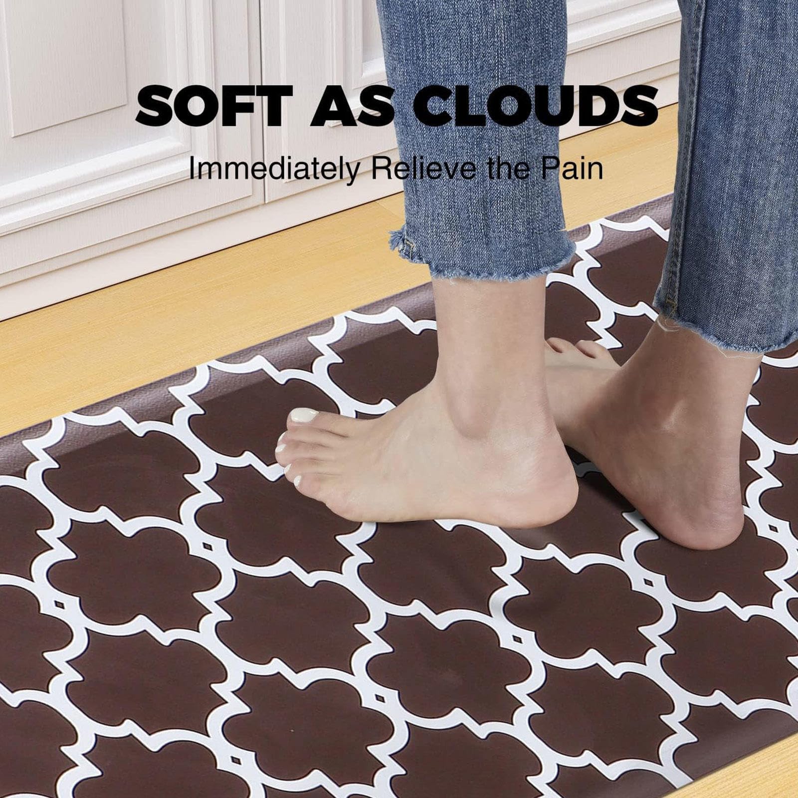 VRINO 0.75 InchThick Anti Fatigue Mats for Kitchen Floor , Waterproof, Non Slip, Anti Fatigue Floor Mat , for Kitchen, Office, Sink,Red-17.3×60""