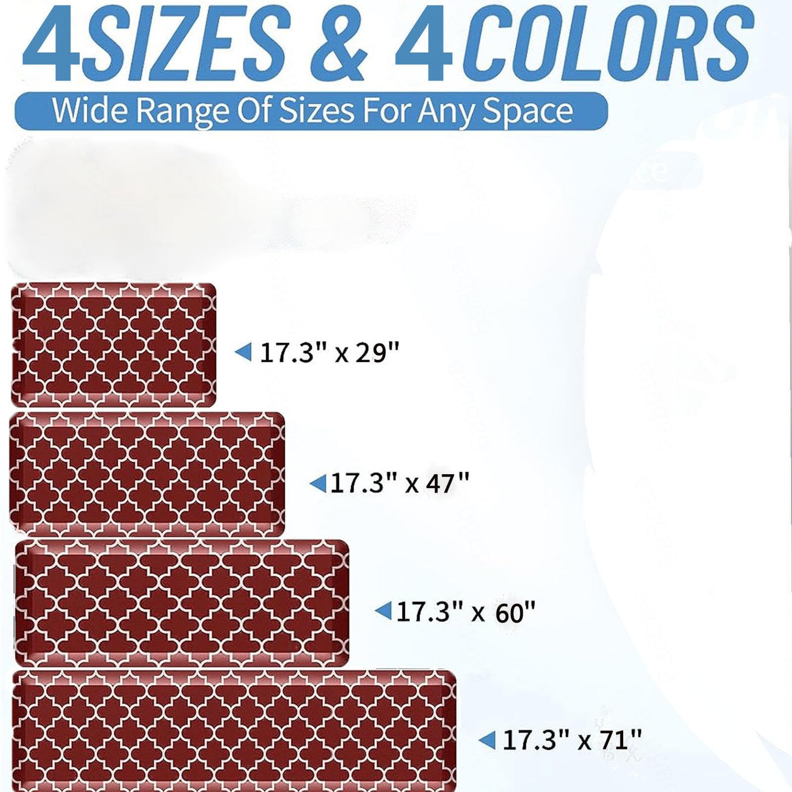 VRINO 0.75 InchThick Anti Fatigue Mats for Kitchen Floor , Waterproof, Non Slip, Anti Fatigue Floor Mat , for Kitchen, Office, Sink,Red-17.3×60""