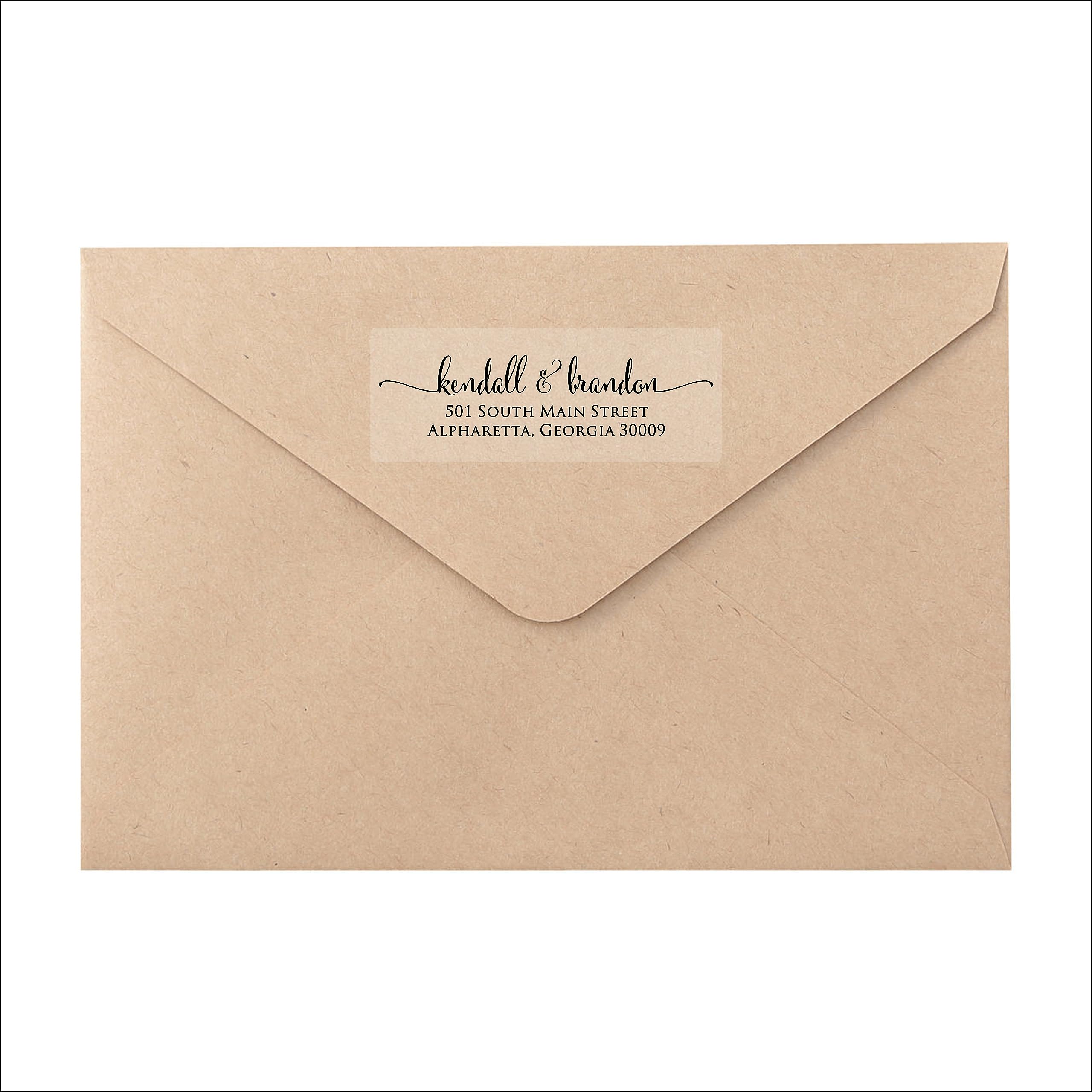 PrettySweetParty Clear Address Labels - Frosted Clear Transparent Custom Printed Personalized Return Address Labels for Envelopes (Calligraphy with Tails)