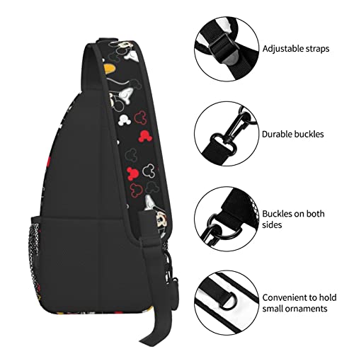 Mouse Crossbody Sling Backpack Shoulder Bag For Women & Men Chest Sling Bag Casual For Travel Hiking Gym, Black