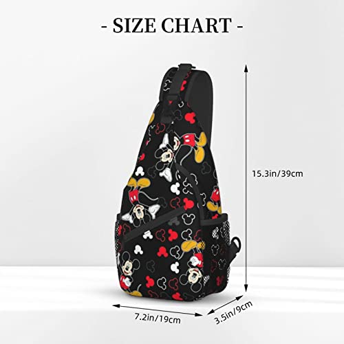 Mouse Crossbody Sling Backpack Shoulder Bag For Women & Men Chest Sling Bag Casual For Travel Hiking Gym, Black
