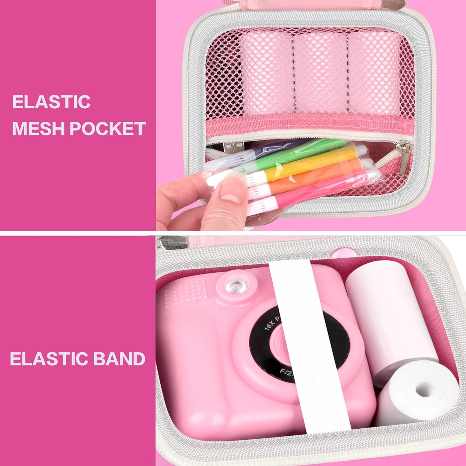 Kids Instant Print Camera Case Compatible with ESOXOFFORE for Dylanto for DUDUDRAGON for GKTZ for Dafotil for Careenoah for Aasonida Toddler Digital Prints Paper Storage Bag (Box Only) Light Pink