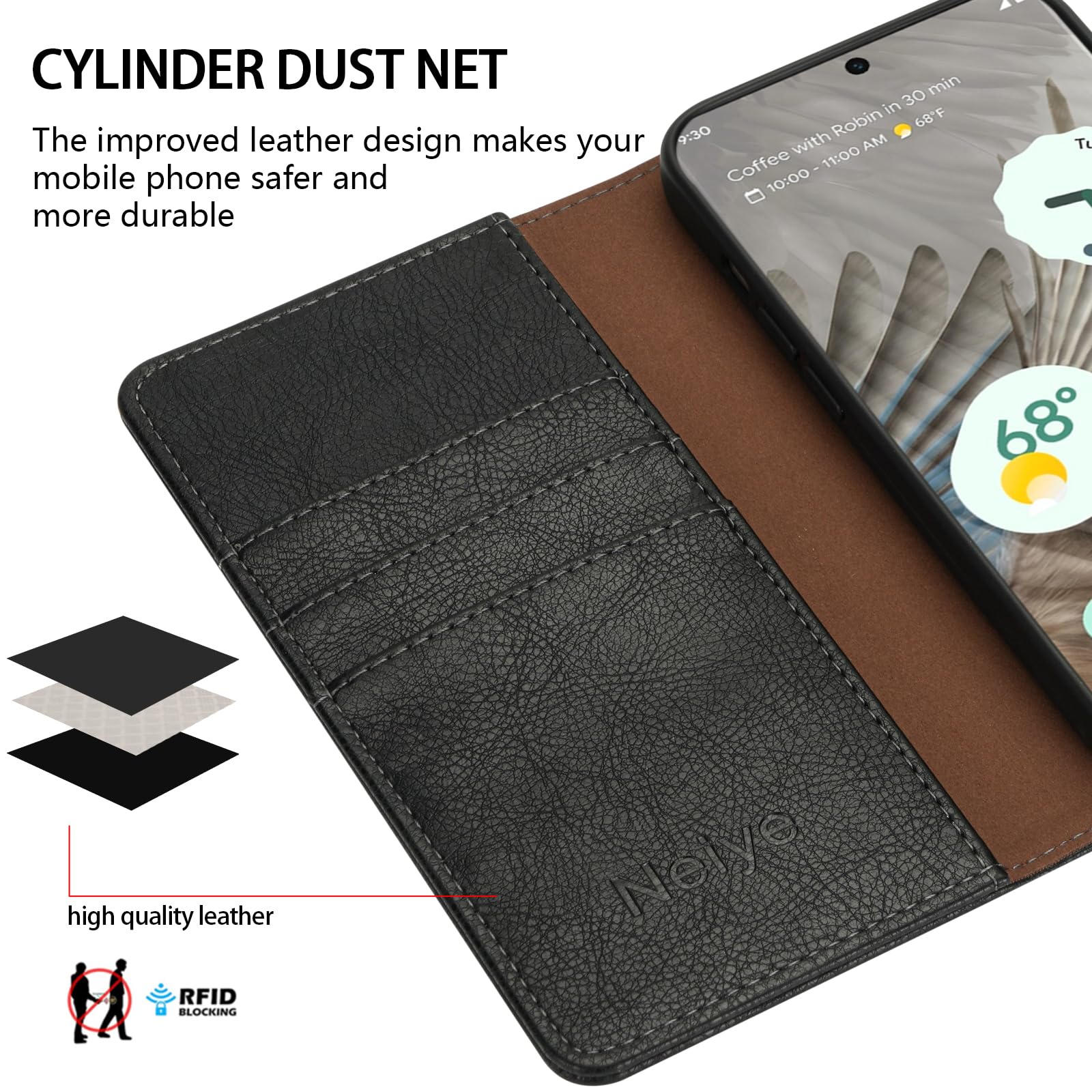 Neiye for Google Pixel 7 Pro Wallet Case with [RFID Blocking] Card Slot Stand Strong Magnetic Flip Fold Leather Protective Phone Case for Google Pixel 7 Pro Case Wallet(6.7 inch-Black)