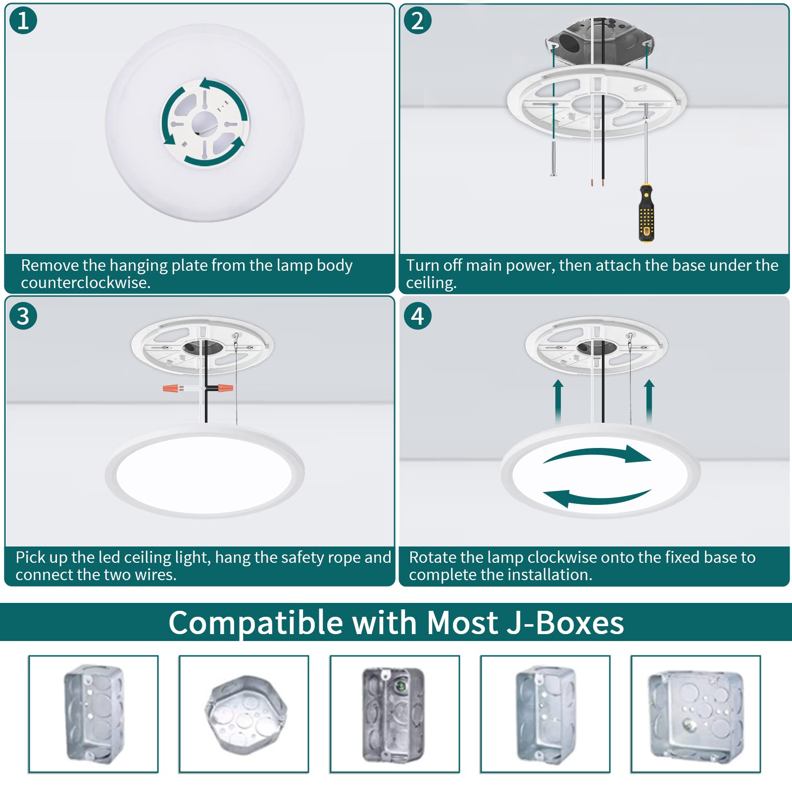 Led Ceiling Light Fixtures Dimmable with Remote Control, 15.4 Inch Ultra Thin Modern Flush Mount, 36 W, 4500 LM, with Night Light, for Bedroom, Kitchen, Dining Room, Living Room