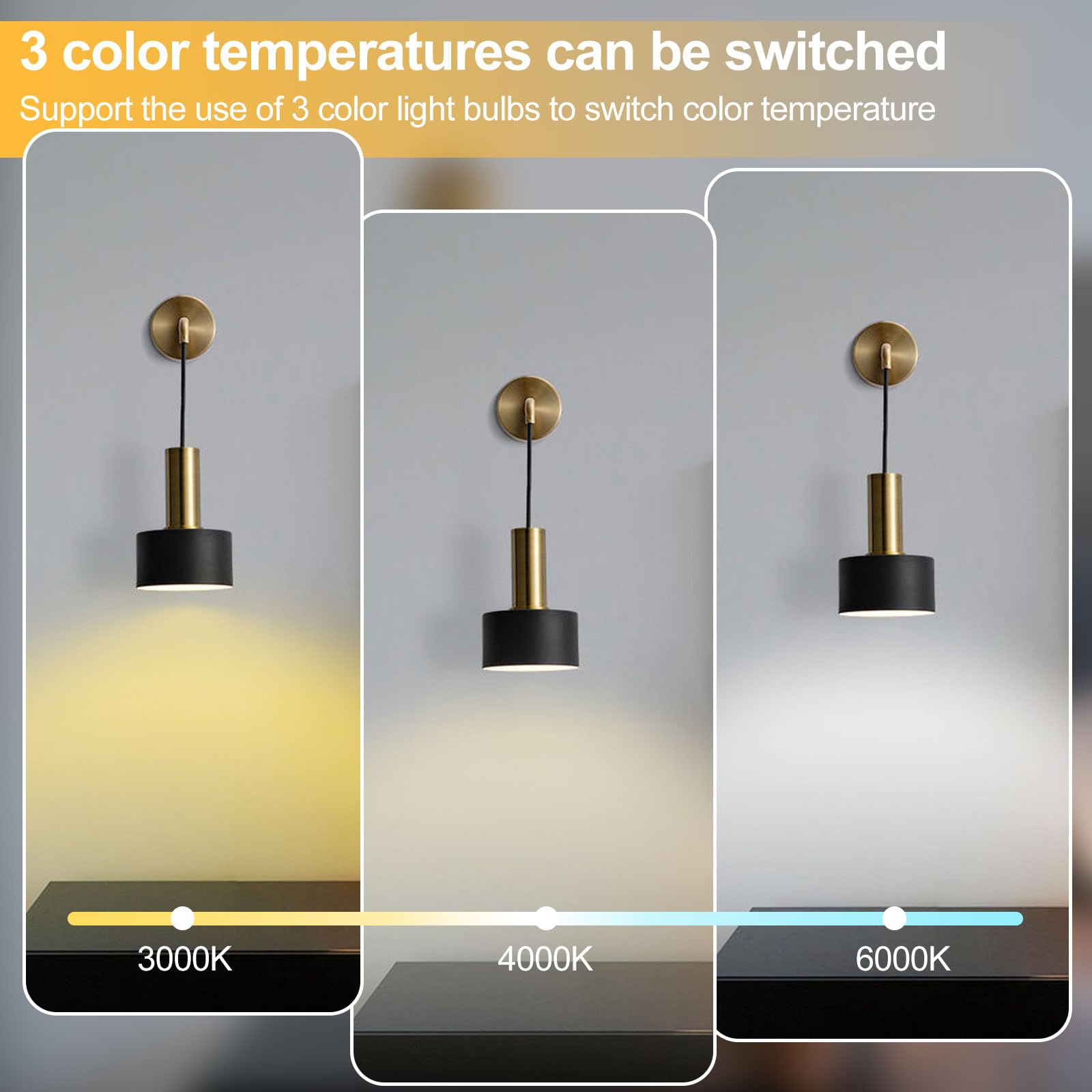 CATA-MEDICA Black Indoor Wall Sconces Set of 2, Modern Adjustable Height Bedside Wall Lamp, Wall Mounted Lamp, E26 Brass Wall Lights Fixtures for Bedroom Living Room Hallway Corridor Stairs