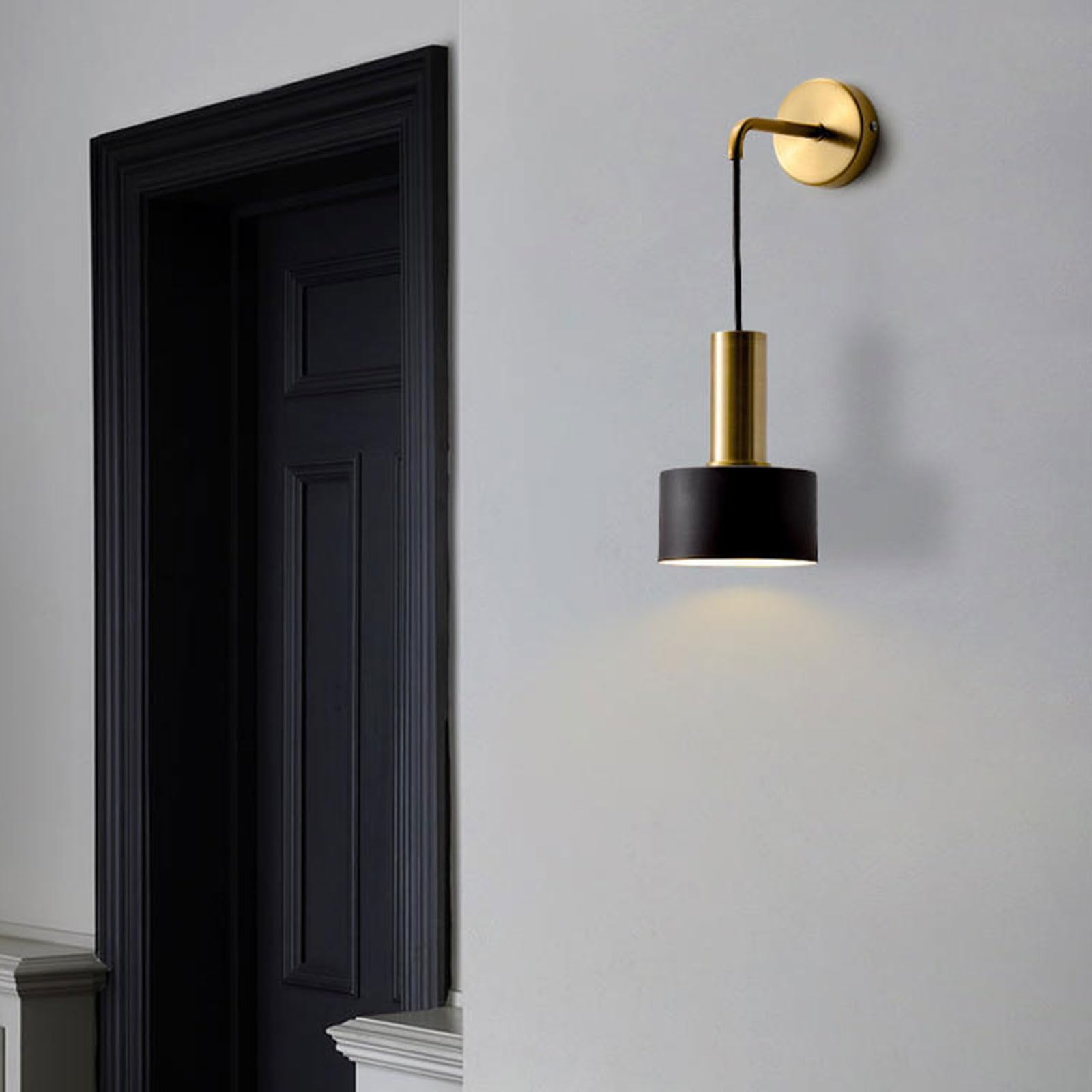 CATA-MEDICA Black Indoor Wall Sconces Set of 2, Modern Adjustable Height Bedside Wall Lamp, Wall Mounted Lamp, E26 Brass Wall Lights Fixtures for Bedroom Living Room Hallway Corridor Stairs