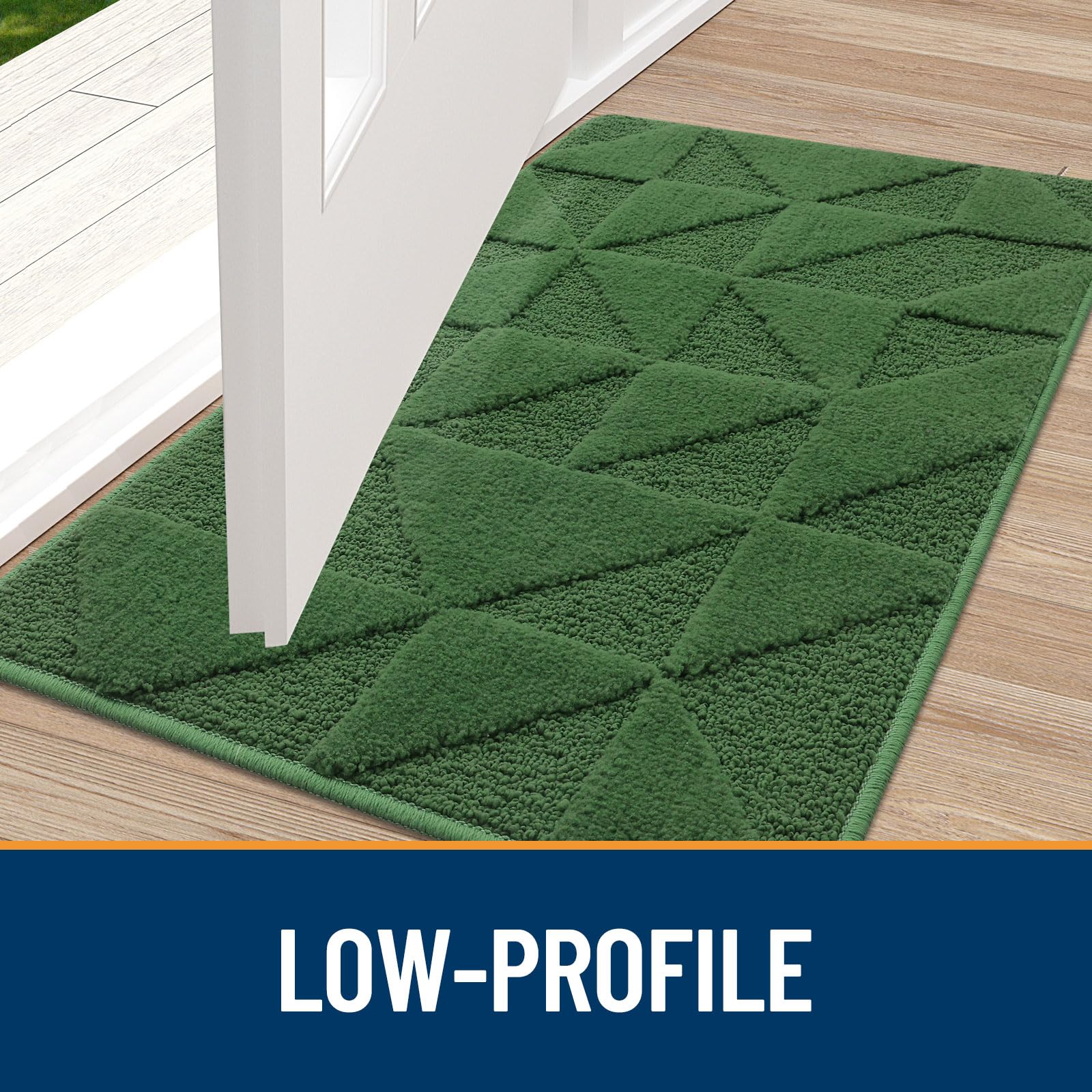 OLANLY Door Mats Indoor, Non-Slip, Absorbent, Dirt Resist, Entrance Washable Mat, Low-Profile Inside Entry Doormat for Entryway (32x20 inches, Green)