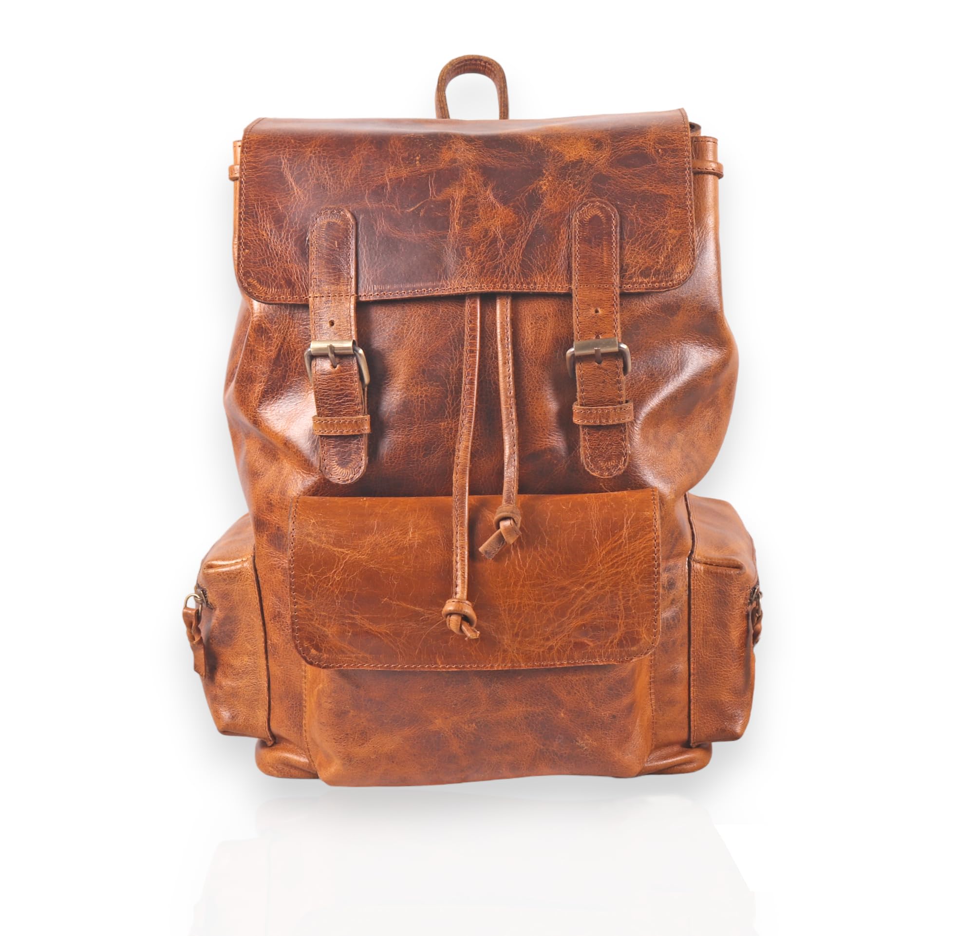 BIDRACHIE Brown Leather Backpack, Genuine Top Grain Leather Rucksack, Leather Travel Bag For Men & Women, Genuine Fine Leather Bags Manufacturers