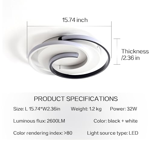 IEANL Smart Modern Ceiling Light,LED Ceiling Lights with Alexa Google Home,Dimmable Flush Mount Chandelier Fixture,Remote Control Ring Ceiling Lamp for Living Room Bedroom Dining Room, TY-1951