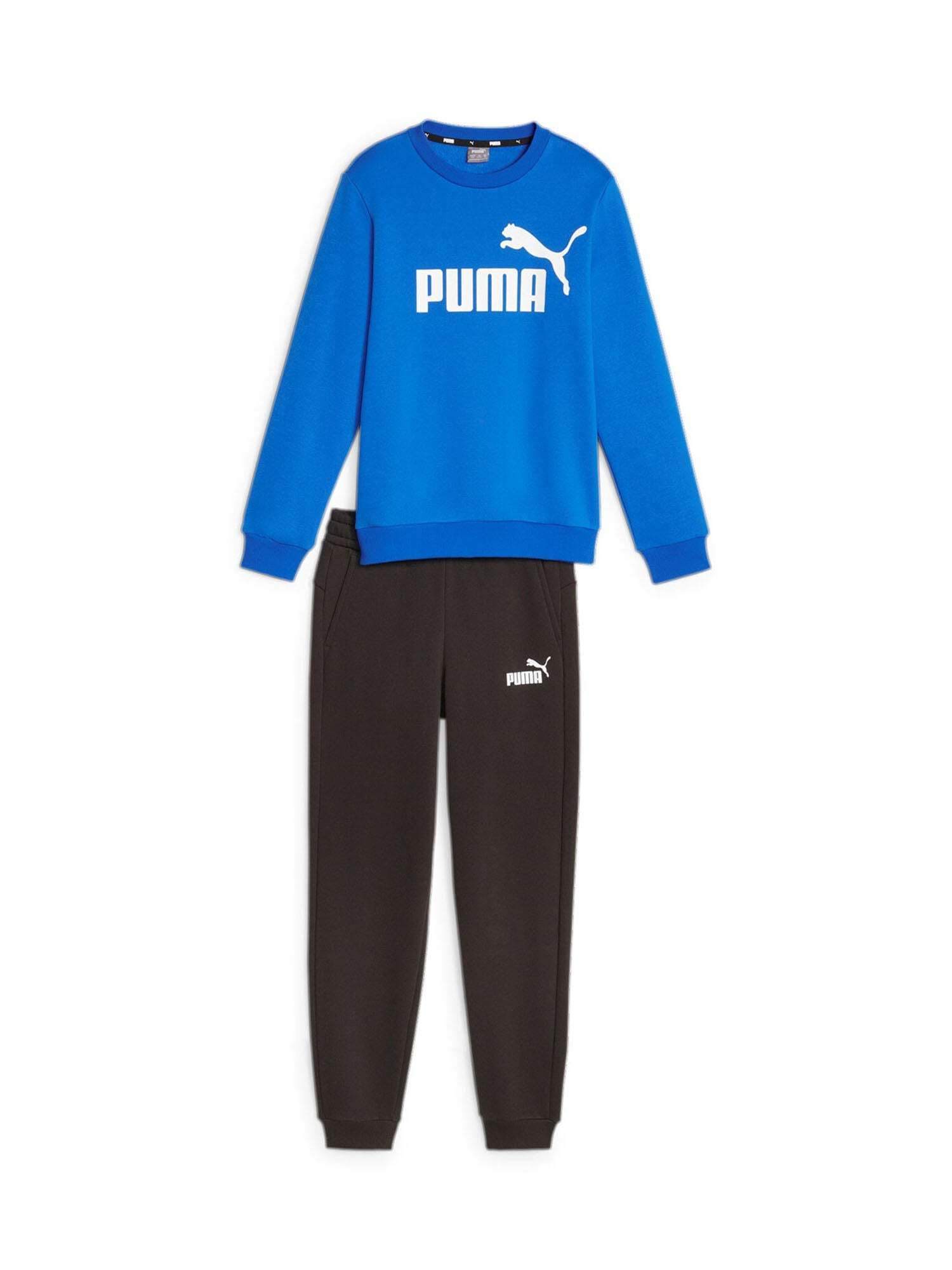 PUMA Sweat Suit Youth Boys Fleece Athletic Tracksuit Set (US, Age, 7 Years, 8 Years, Blue/Black)