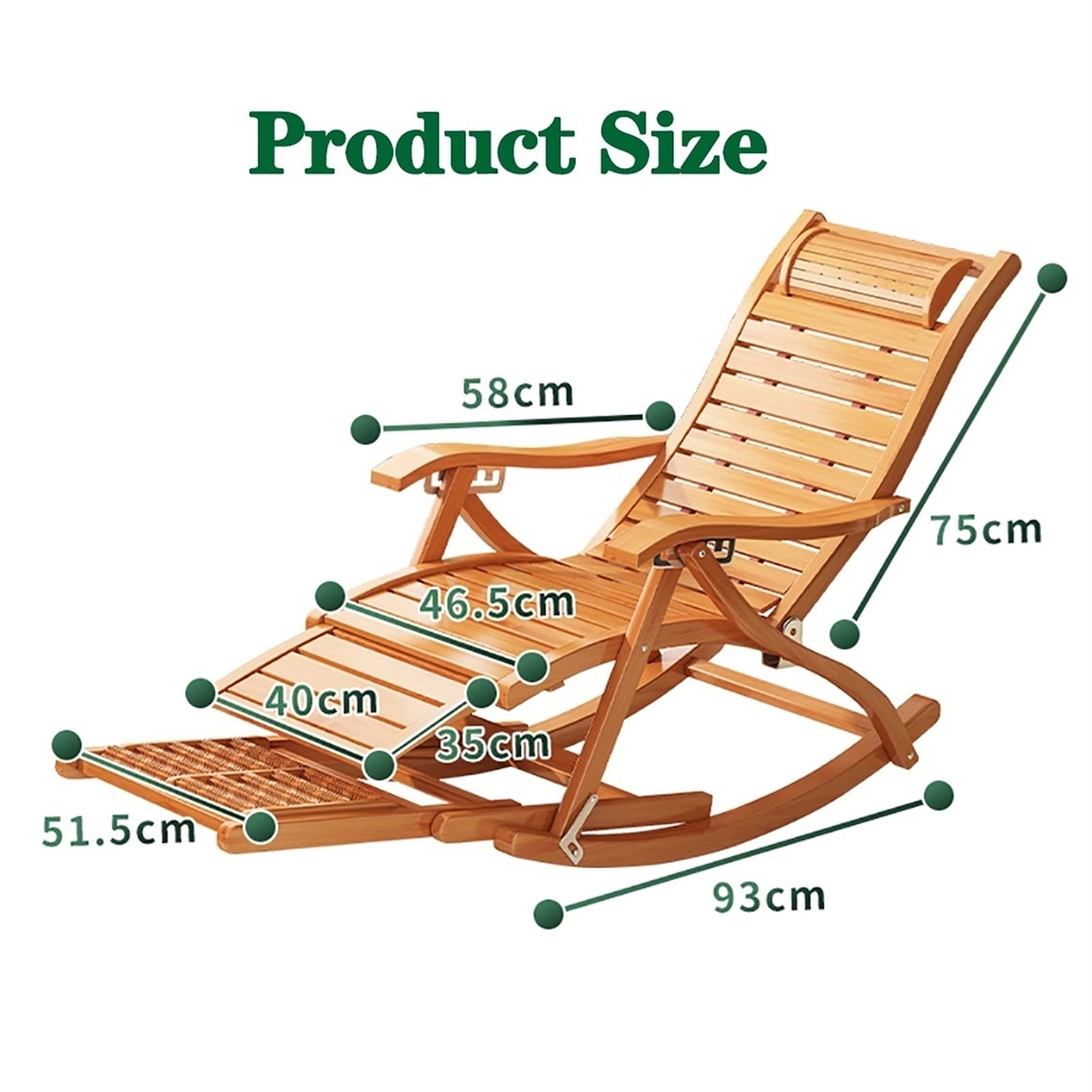 Wooden Folding Rocking Chair Zero Gravity Chair Garden Deck Chairs Reclining Sun Lounger Chairs,Patio Rocking Chairs Bamboo Loungers for Heavy Duty Adults Elderly