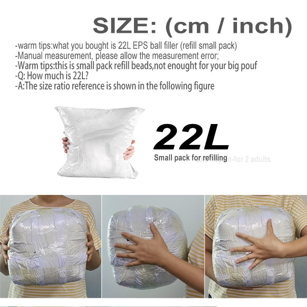 Beanbag Refill - Beanbag Chair Filling - 22L 3-5mm EPS Ball Pouf Refill Filler Foam Polystyrene Bean Bag Sofa Chair Pillow Doll Filling Artificial Snow