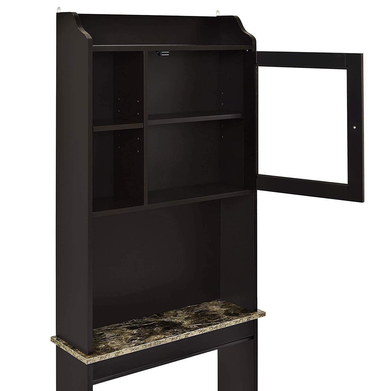 WISCLASS Over The Toilet Cabinet, Wood Space Saver, Black