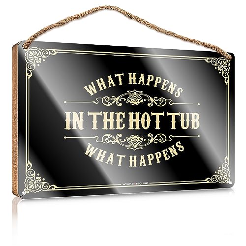 Farmhouse Signs What Happens In The Hot Tub Stays In The Hot Tub Wooden Sign Door Hanging Decoration Funny Man Cave Signs (Color : Colour, Size : 20X30CM)