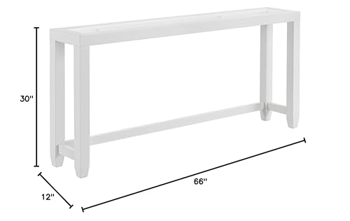 Martin Svensson Home Cordero Glass Top Wood White Entryway Sofa Console Table