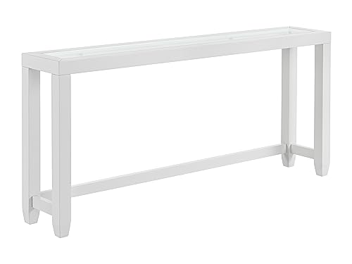 Martin Svensson Home Cordero Glass Top Wood White Entryway Sofa Console Table