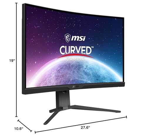 MSI MAG275CQRF QD, 27" Gaming Monitor, 2560 x 1440 (QHD) Rapid VA with Quantum Dot, 1 ms, 170Hz, FreeSync Premium, HDR Ready, 1000R, HDMI, DisplayPort, Tilt and Height Adjustable.,Black