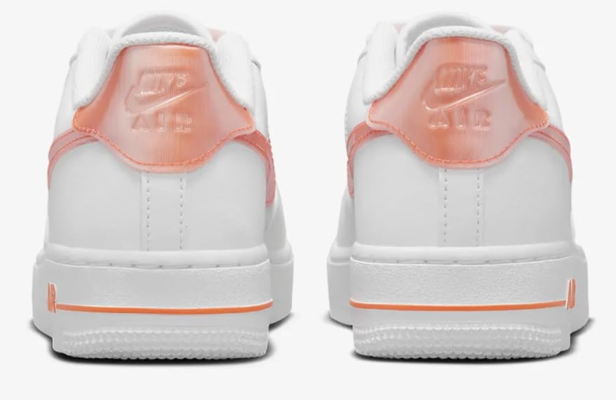 Nike Big Kid's Air Force 1, White/Safety Orange, 6 Big Kid