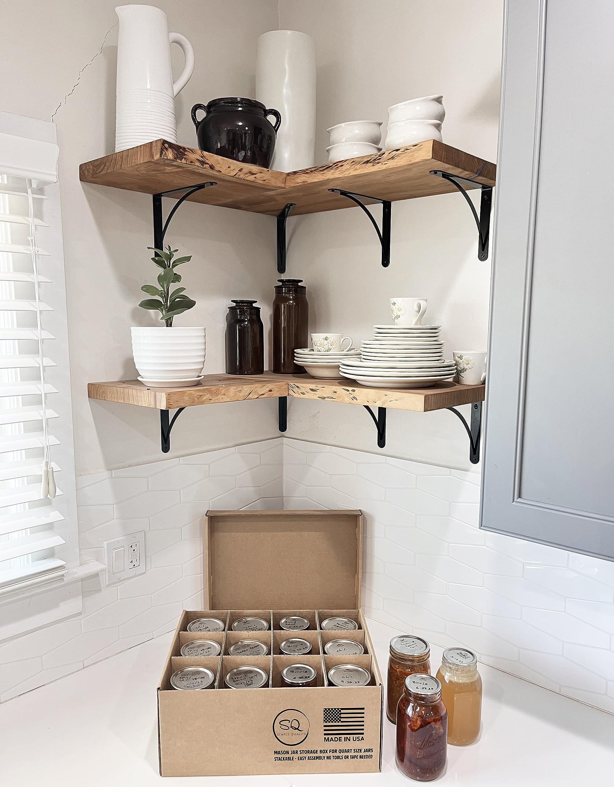 Mason Jar Storage Box Set of Three for Quart Size Canning Jars with Handles Heavy Duty Stackable Cardboard Box for Regular and Wide Mouth 32 Oz Mason Jars Canning Jar Storage Box With Labels