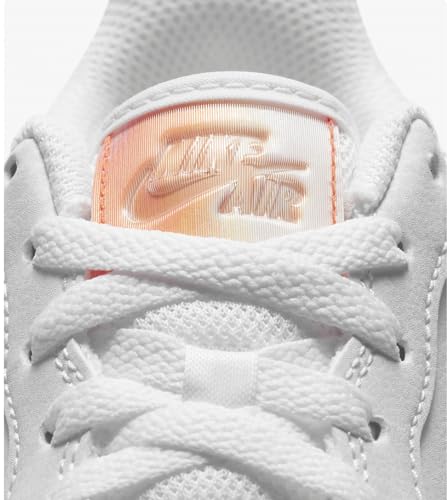 Nike Big Kid's Air Force 1, White/Safety Orange, 6 Big Kid