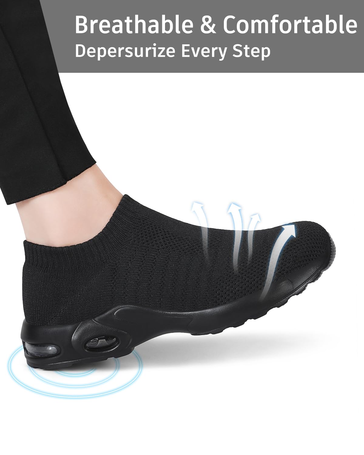 Steel Toe Shoes for Women with Arch Support, Lightweight Comfortable Work Safety Shoes Slip Resistant Indestructible Sneakers, All Black 38.5