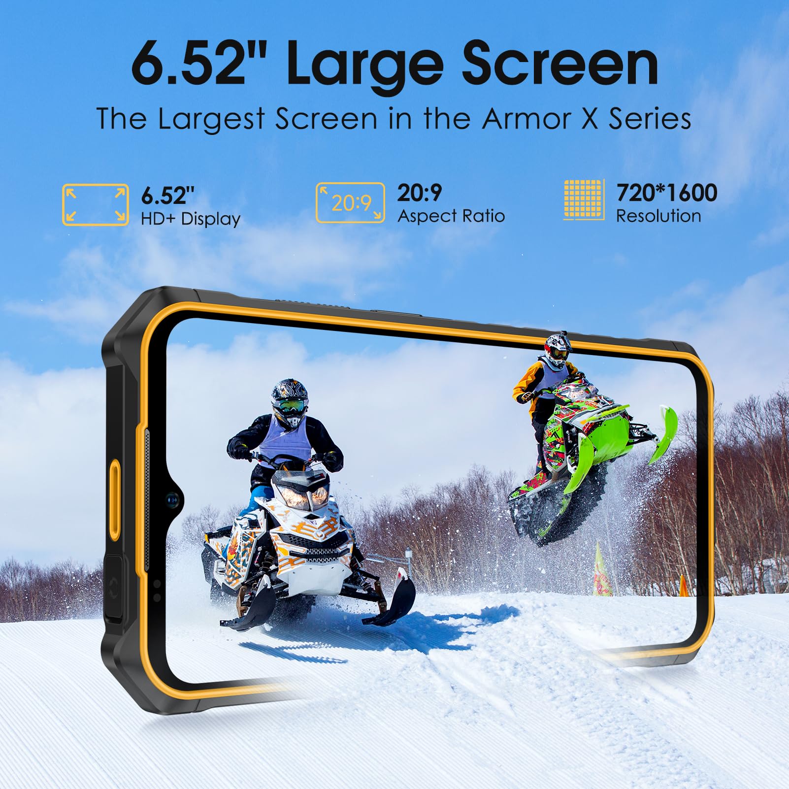 Ulefone Unlocked Rugged Phones, Armor X13 (12+64GB), 50MP Rear Camera, 24MP Night Vision Camera, Android 14 OS Rugged Smartphone, 6.52” Screen, 6320mAh, NFC, GPS, Dual 4G Mobile Phone- Black