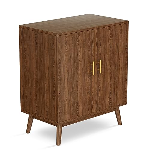 Lamerge Wine Bar Cabinet, Kitchen Storage Cabinet with Wine Rack and Shelves, Liquor Cabinet Coffee Bar Cabinet for Home Living Room, Kitchen, Hallway, Walnut