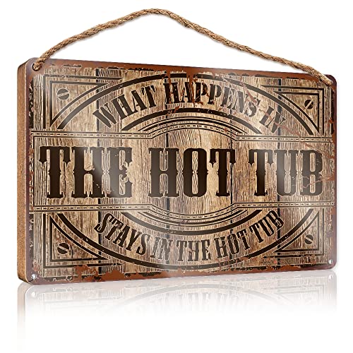 Porch Decorations What Happens In The Hot Tub Stays In The Hot Tub Wooden Sign House Decor Clearance Wood Decor Sign (Size : 15X28CM)