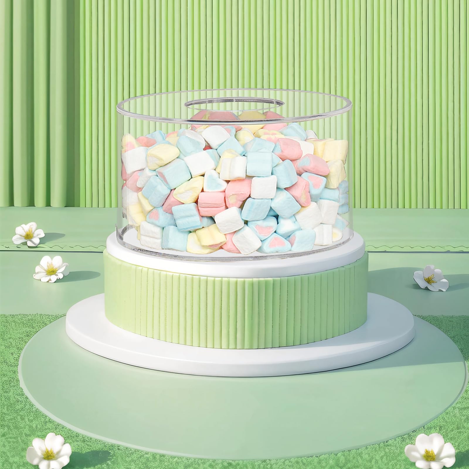 Cutora 3PCS Acrylic Cake Stand Fillable Clear Cake Riser Box Cylinder Round Display Case for Wedding Birthday Party 3 Tiers 8" 10" 12"