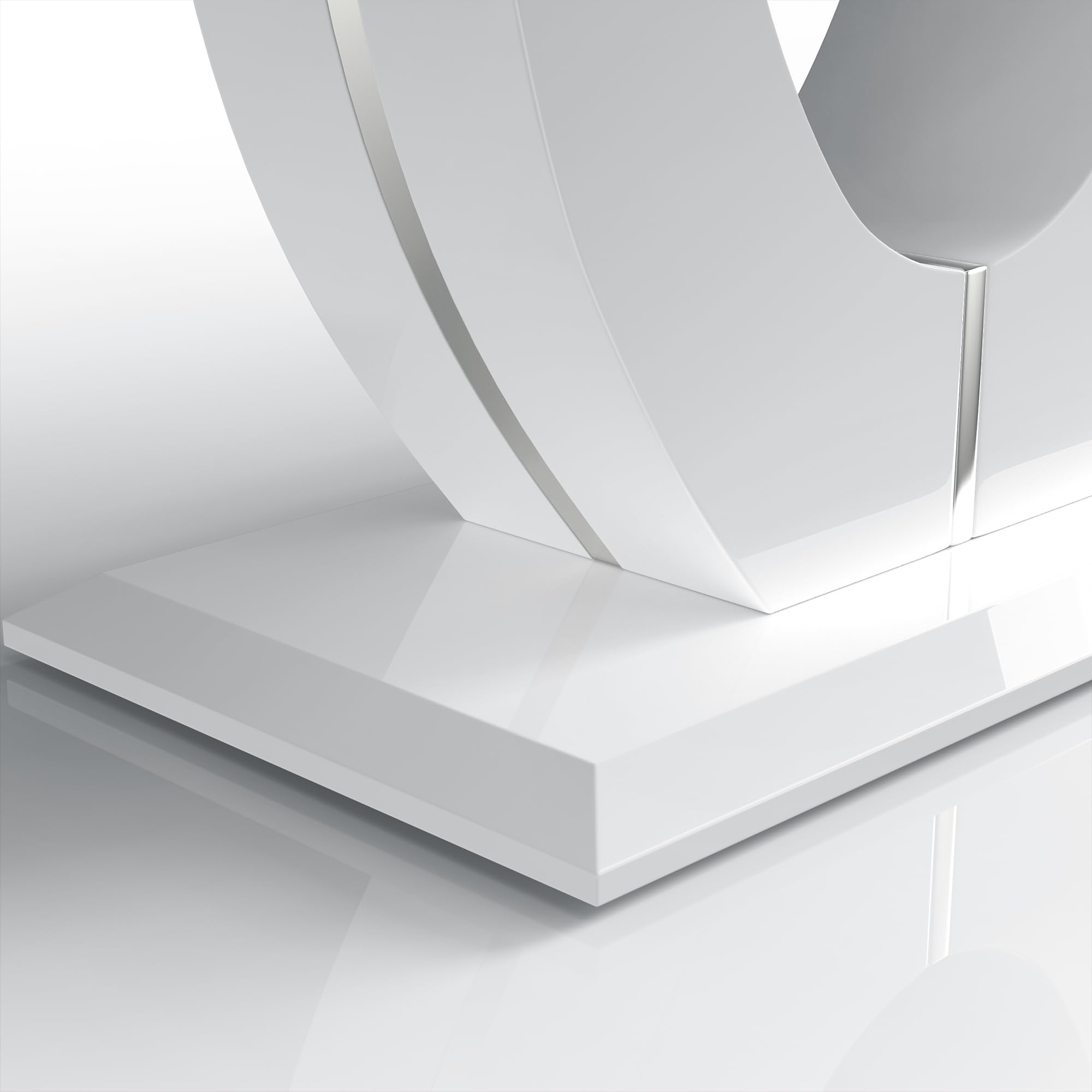 Goujxcy Modern White Marble Dining Table for 4 6 8, Kitchen Dining Room Table with White Marble Tabletop and Large U-Shape Pedestal Base Dinner Table for Dining Room (White9)