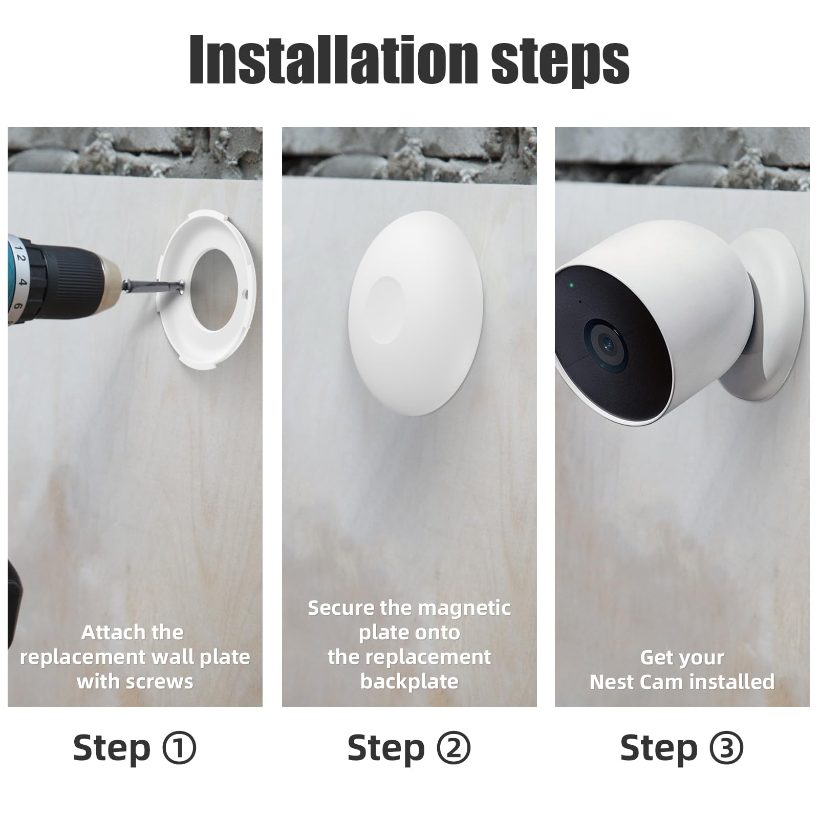 Wall Mounting Plate Replacement for Google Nest Cam Battery (Outdoor or Indoor), Replacement part for Locking Collar / Wall Anchors Compatible with Nest Camera (Nest Cam & Mounting Dome Not Included)
