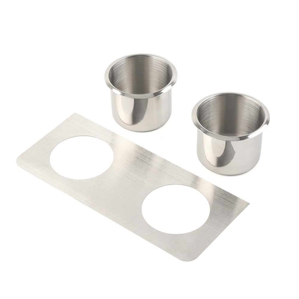 FSFY Auto 3 Pcs Stainless Steel Center Console Cup Holders&Trim, Insert Drink Holder Decoration for Chevrolet K5 Blazers For GMC C10 1967-1980