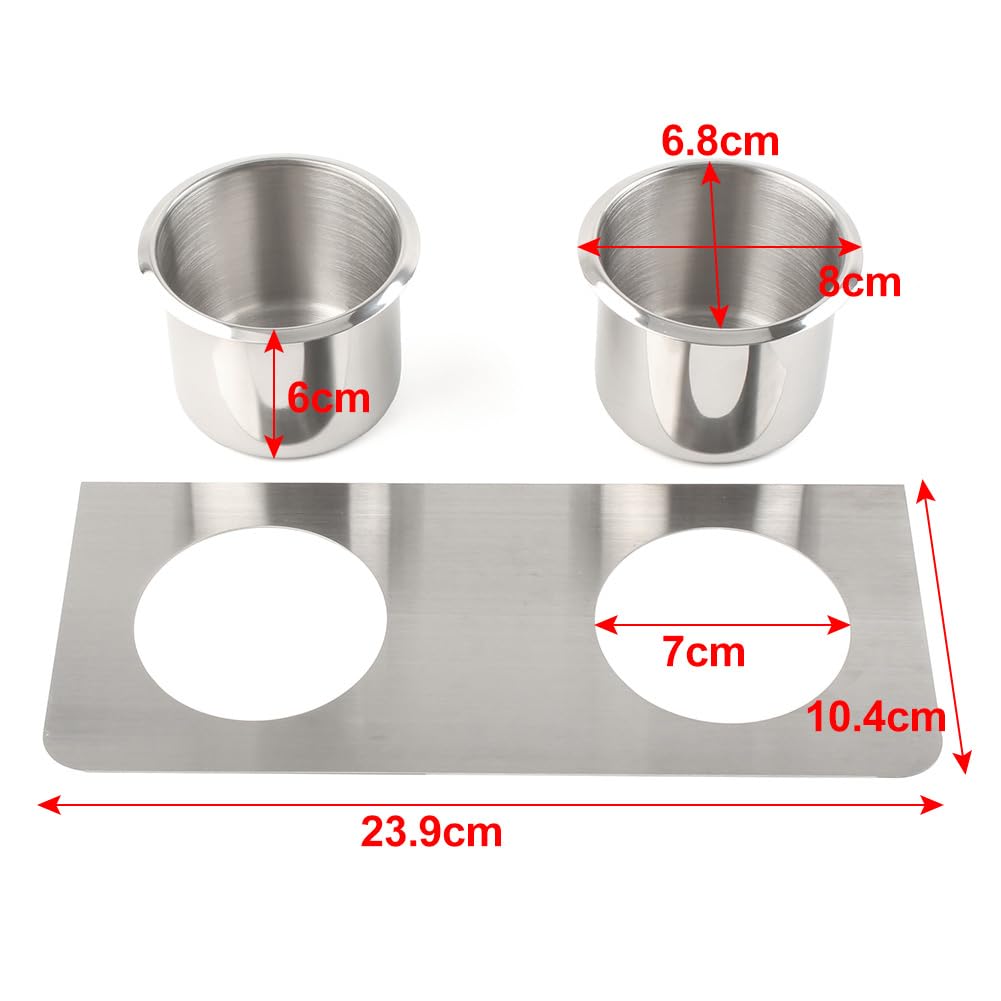 FSFY Auto 3 Pcs Stainless Steel Center Console Cup Holders&Trim, Insert Drink Holder Decoration for Chevrolet K5 Blazers For GMC C10 1967-1980