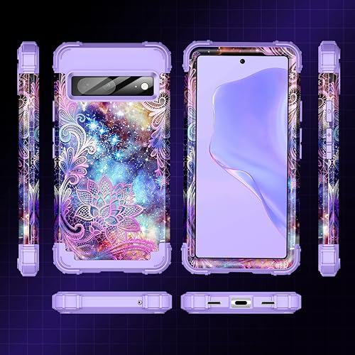 Uamark for Google Pixel 7 Pro Case,Three Layer Heavy Duty Sturdy Shockproof Full Body Drop Protective Women Girl Cover with 2 Camera Lens Protector Case for Google Pixel 7 Pro 5G (2022),Purple