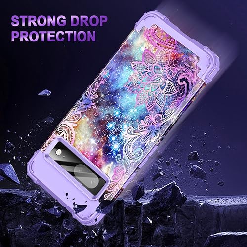 Uamark for Google Pixel 7 Pro Case,Three Layer Heavy Duty Sturdy Shockproof Full Body Drop Protective Women Girl Cover with 2 Camera Lens Protector Case for Google Pixel 7 Pro 5G (2022),Purple