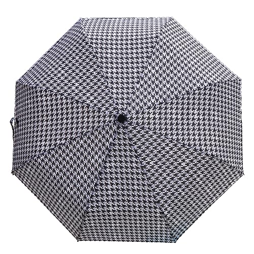 MRTLLOA 42/49 Inch Compact Windproof Travel Umbrella for Rain, Lightweight, Portable, Strong, Folding Umbrellas for Women and Men(42 inch,Herringbone)