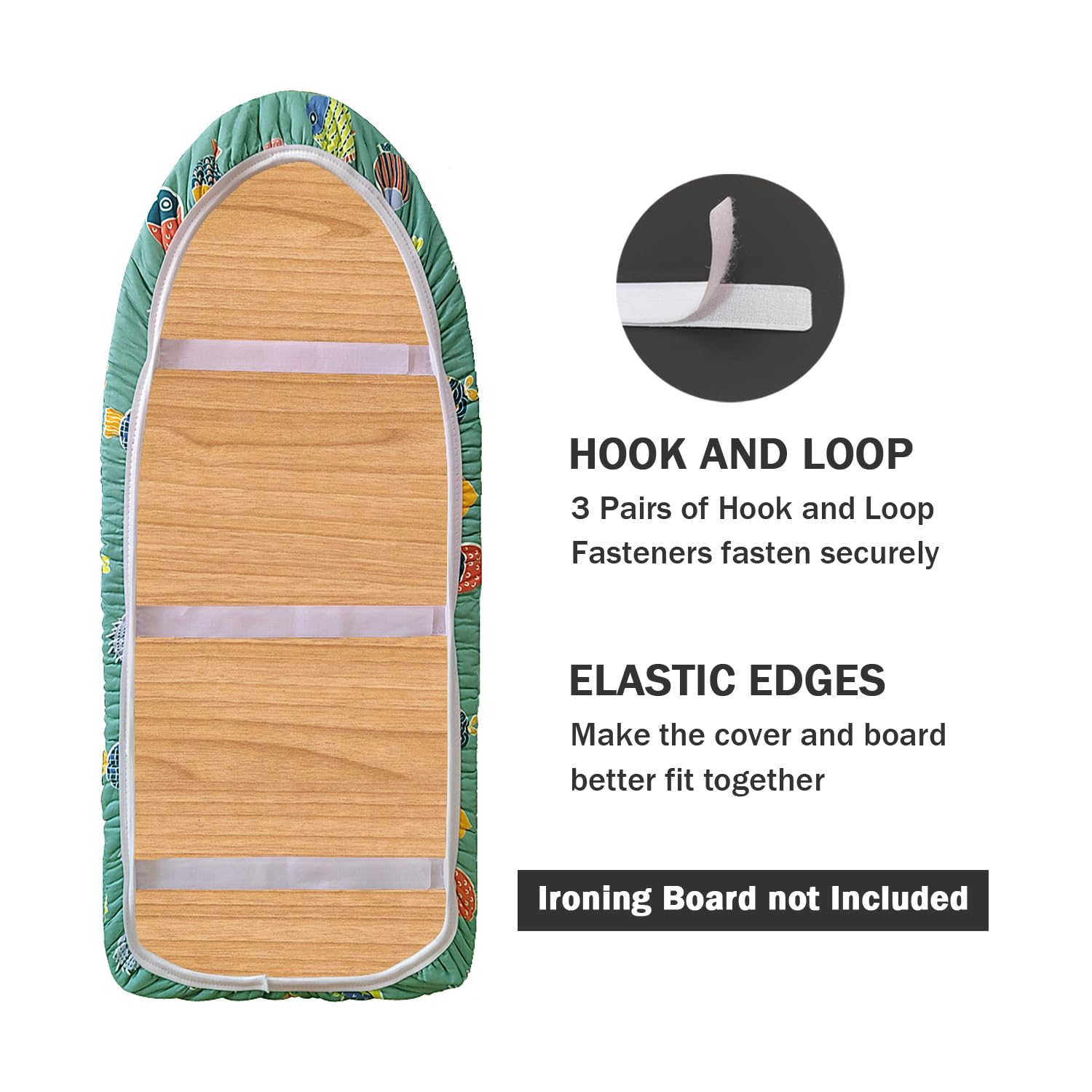 12.5" x 30" Small Tabletop Ironing Board Cover and Pad,3 Pairs of Hook and Loop Fastener Straps,Elastic Edges,Cotton Mini Iron Board Cover with Scorch Resistant Thick Padding