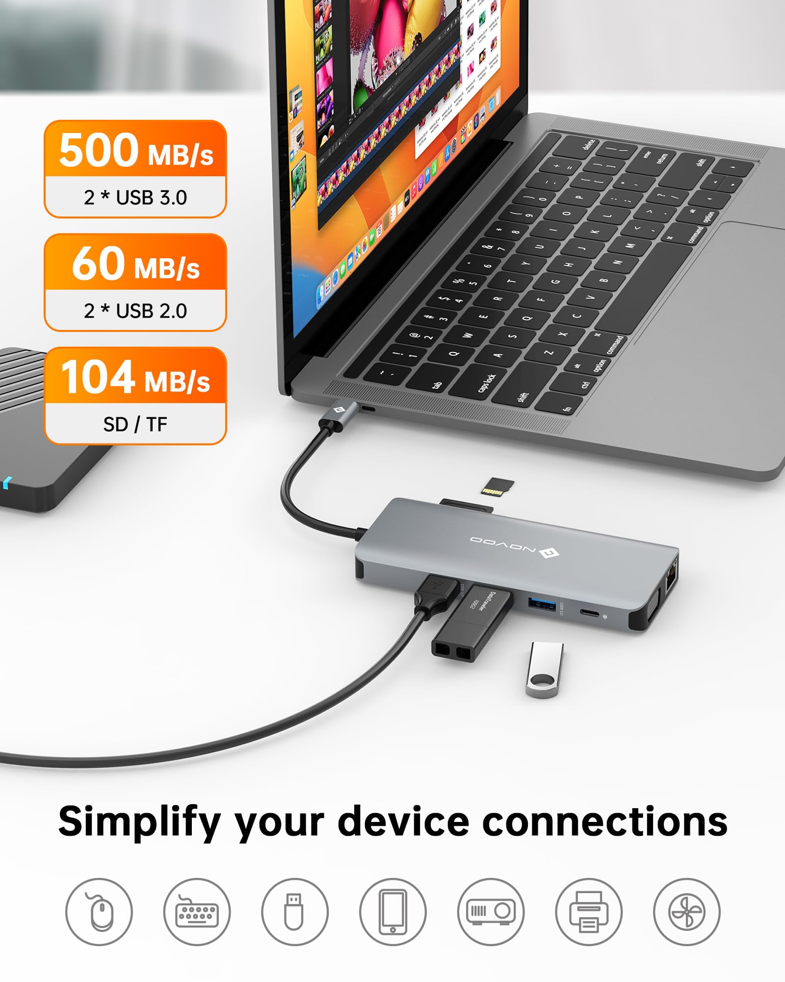 USB C Docking Station Dual HDMI Adapter, 11 in 1 Multi Display Docking Station Dual Monitor with 2 HDMI, VGA, 100W PD, 4 USB, USB C Hub Multiport Dongle Compatible with MacBook/Dell/HP/Lenovo Laptops