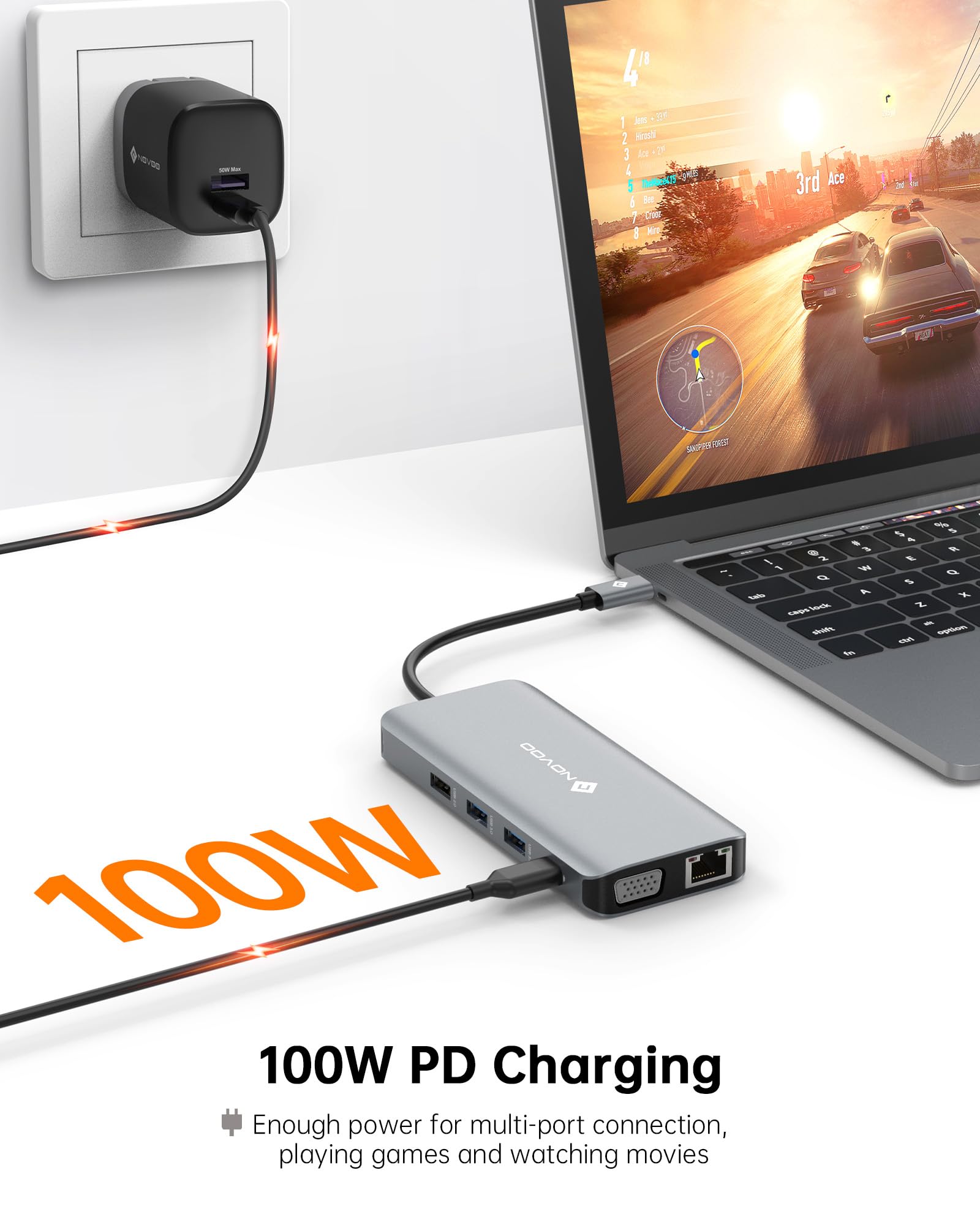 USB C Docking Station Dual HDMI Adapter, 11 in 1 Multi Display Docking Station Dual Monitor with 2 HDMI, VGA, 100W PD, 4 USB, USB C Hub Multiport Dongle Compatible with MacBook/Dell/HP/Lenovo Laptops